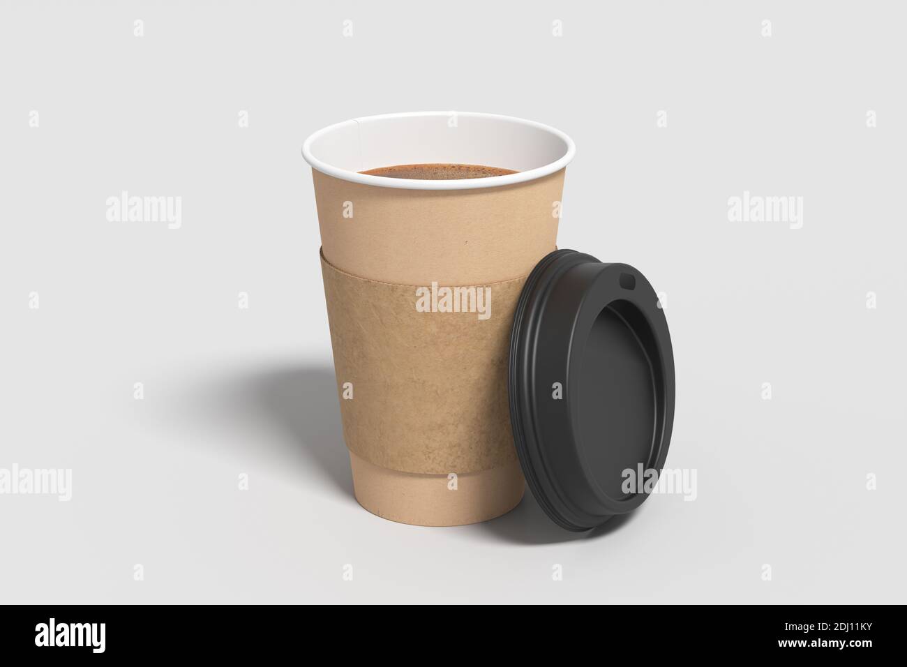 Cardboard take away coffee paper cup mock up with opened black lid with ...