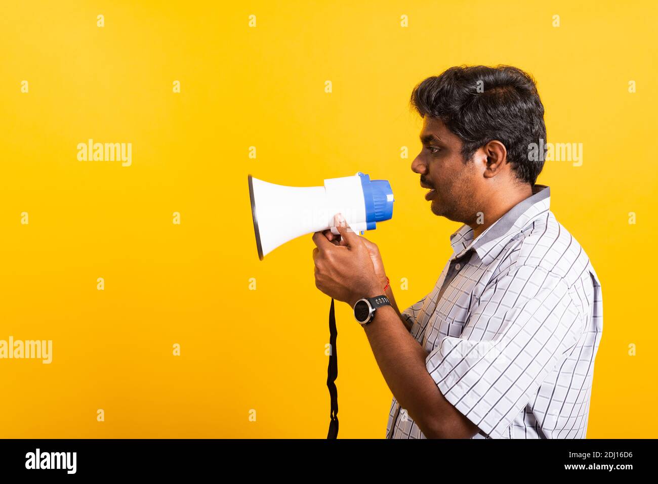 Asian happy portrait young black woman standing to make announcement ...