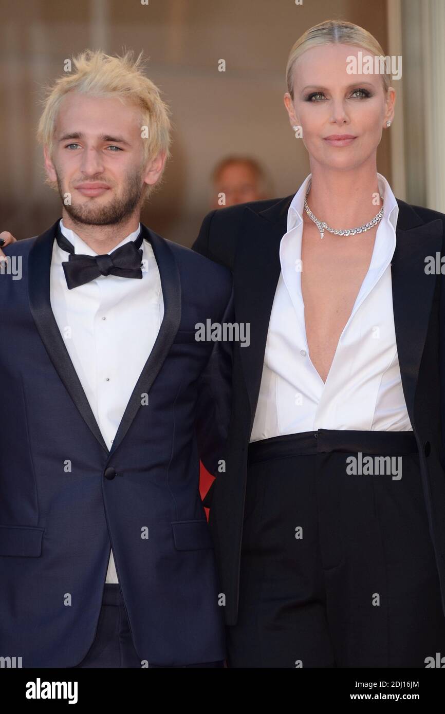 Hopper Jack Penn and Charlize Theron attending The Last Face screening at the Palais Des ...
