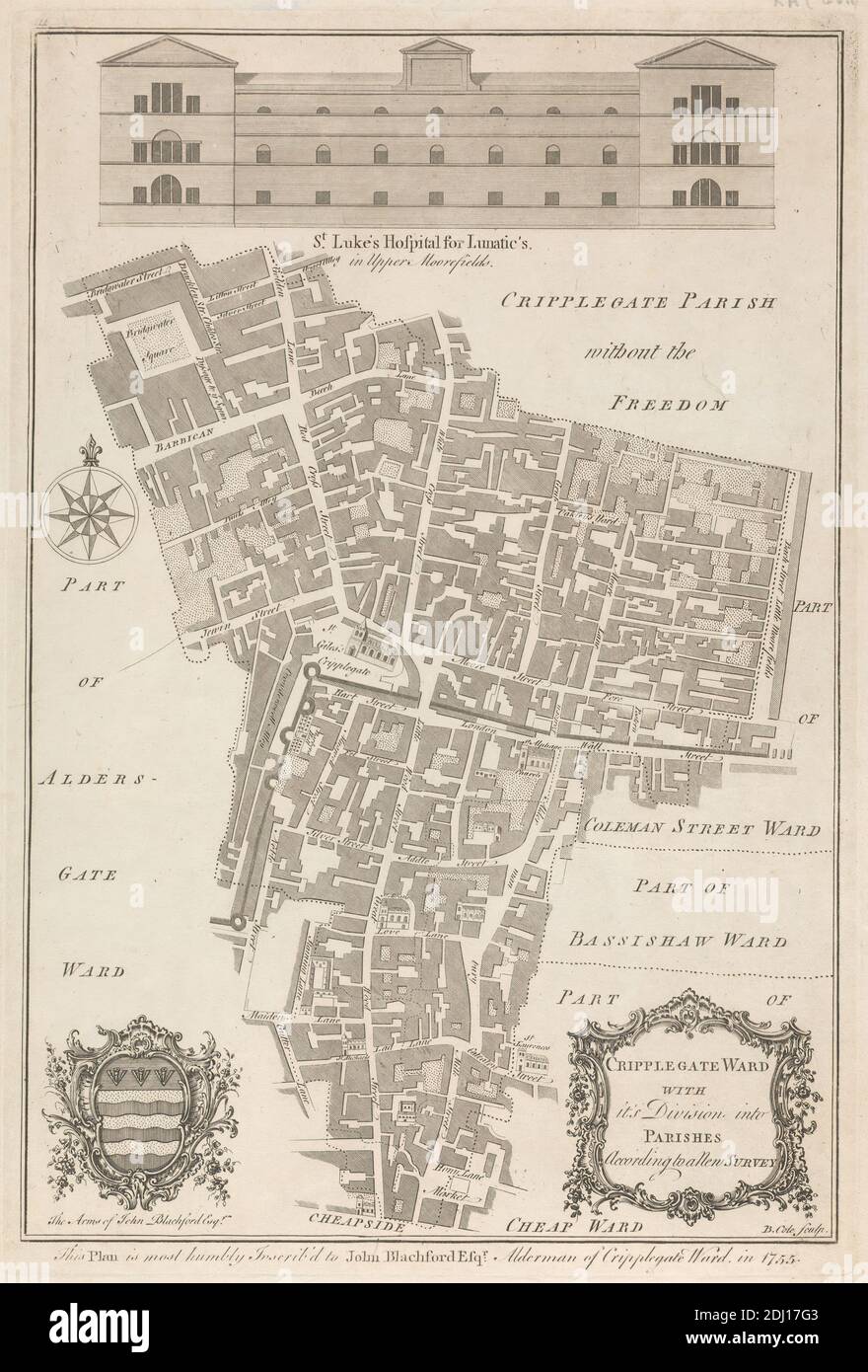 Cripplegate Ward with its Divisions into Parishes, Benjamin Cole, 1697 ...