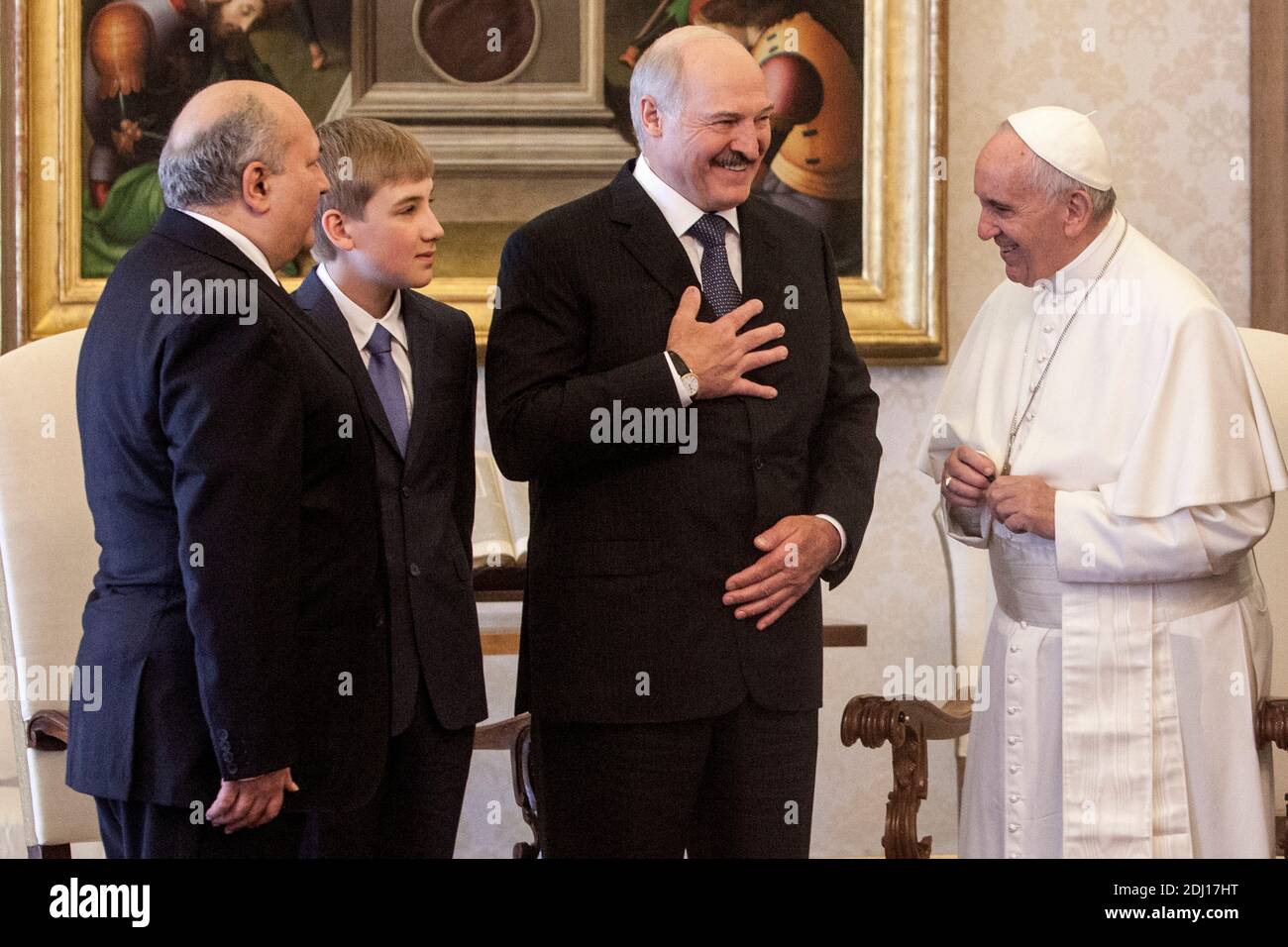 Pope Francis meets with Belarus President Alexander Lukashenko and his ...