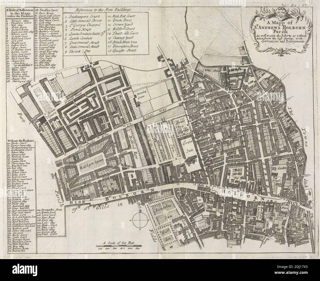 A Mapp of St. Andrews Holborn Parish...', unknown artist, eighteenth ...