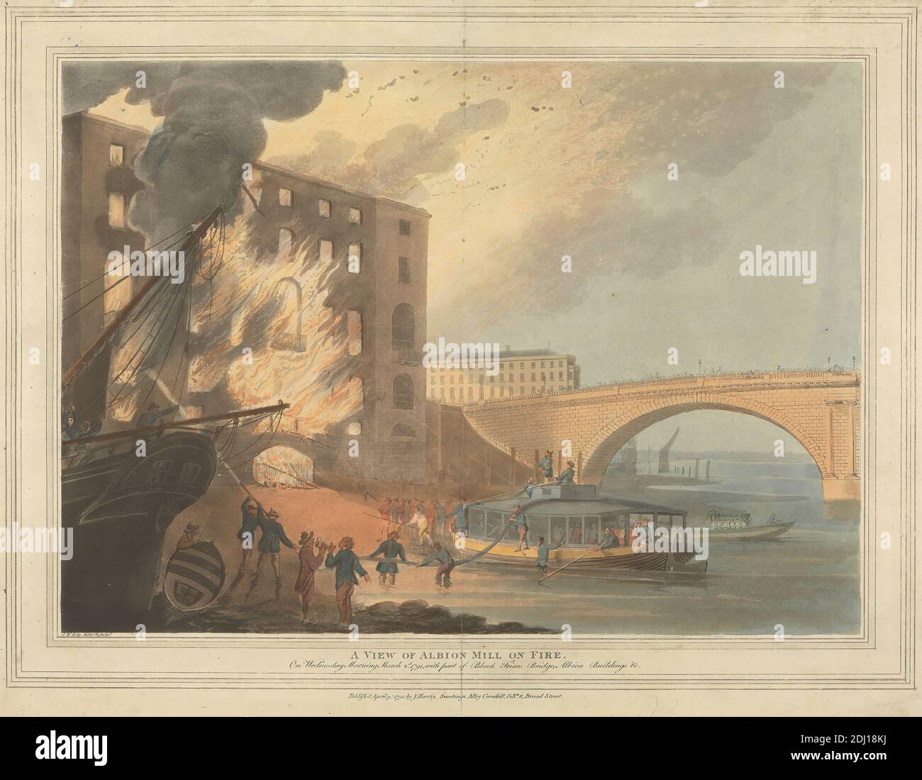 A View of Albion Mill on Fire, John William Edye, 1760–1802, Danish ...