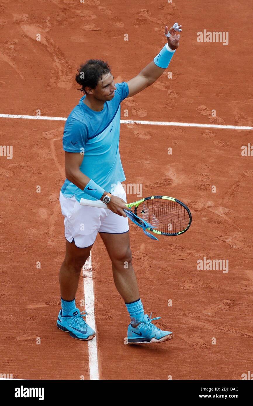 Spain's Rafael Nadal playing the first round of the 2016 BNP Paribas ...