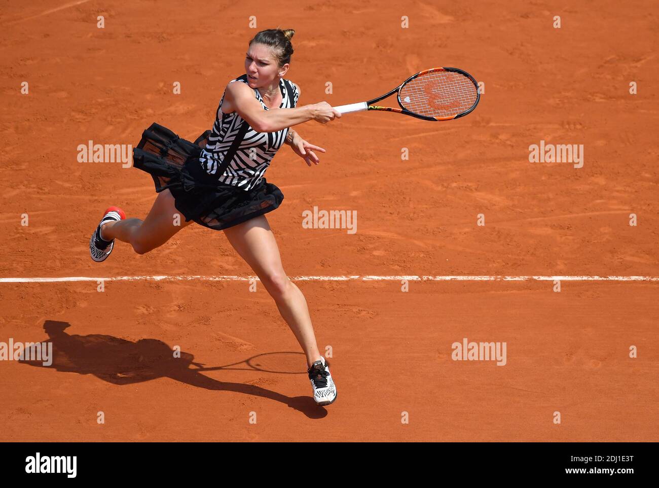 Roumania,s Simona Halep ,playing the second round of the 2016 BNP ...