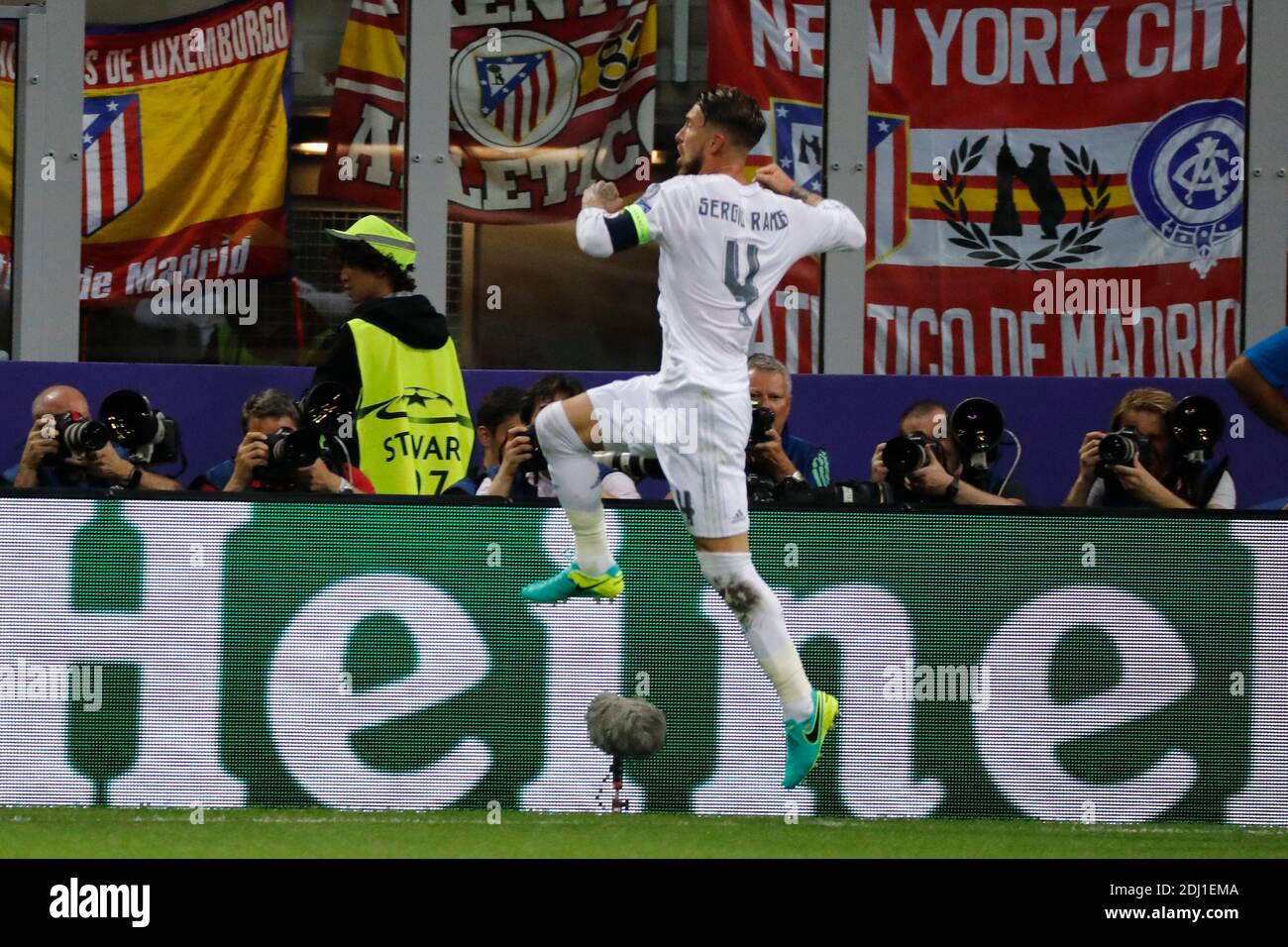 Real Madrid's Sergio Ramos joy after scoring the 1-0 goal during the ...