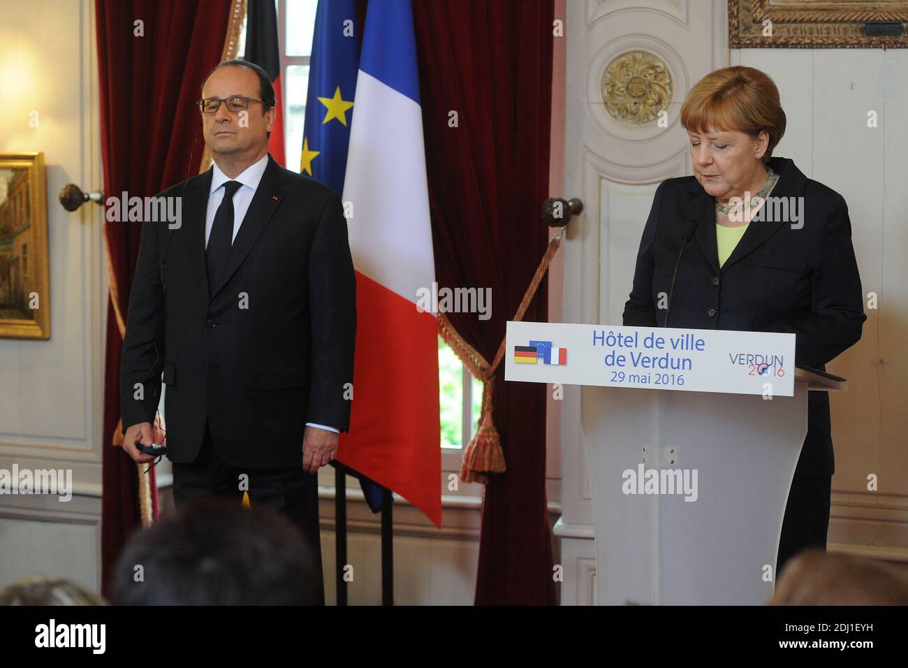 German Chancellor Angela Merkel delivers her speech during France's ...