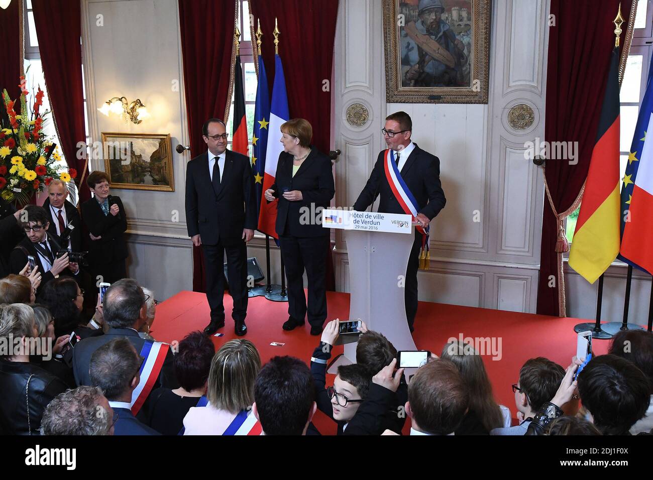 Verdun mayor Samuel Hazard delivers his speech during France's national ...