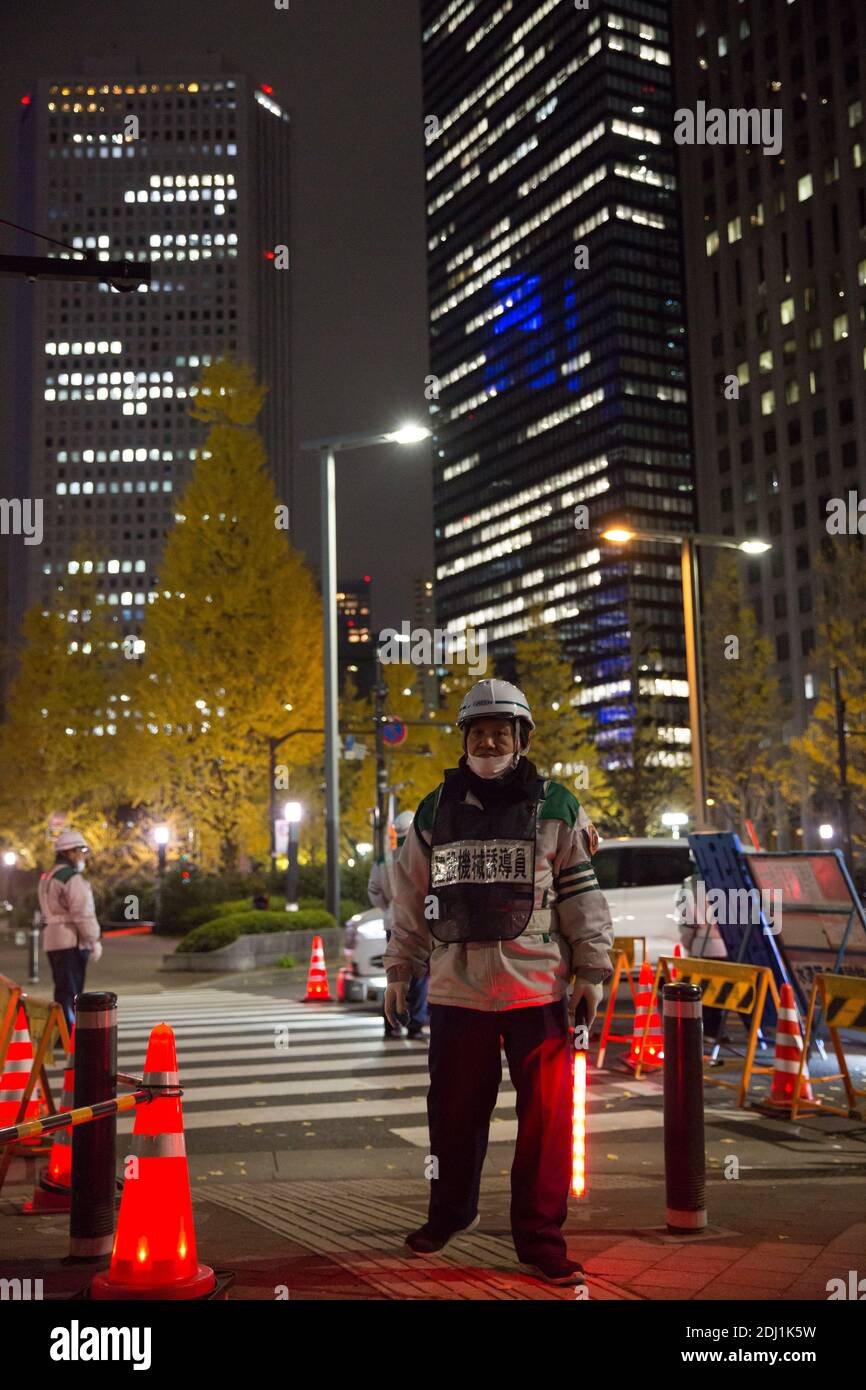 Road construction site in Shinjuku at night Stock Photo - Alamy