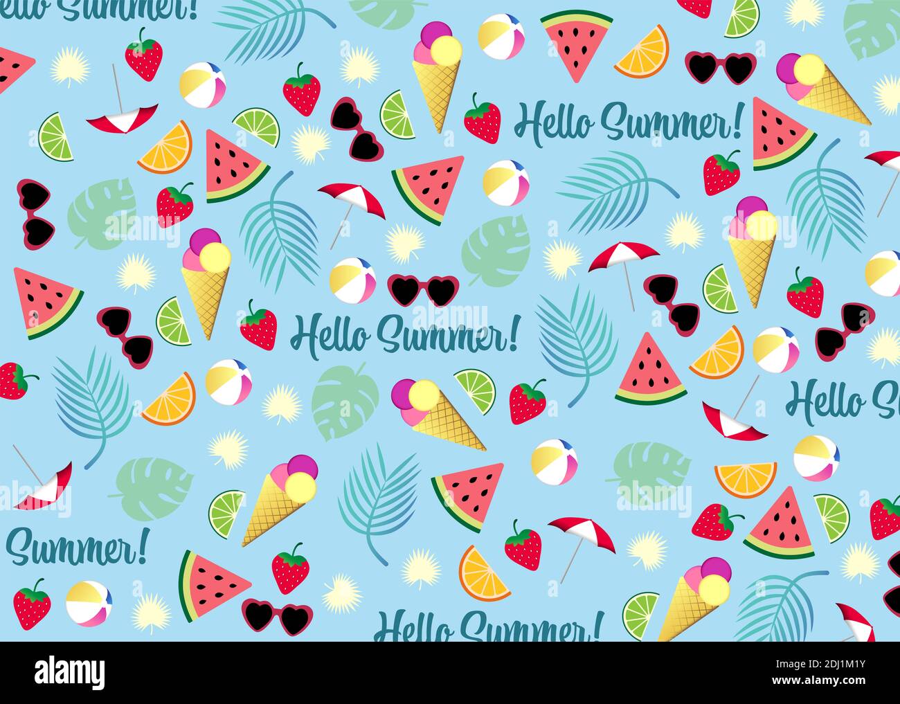 Colorful Hello Summer background Stock Photo - Alamy
