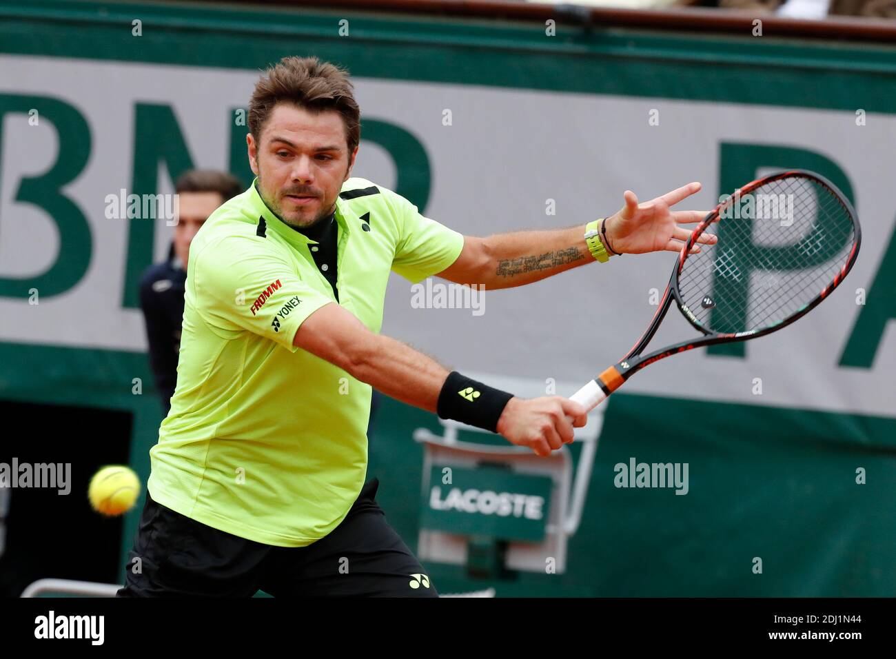 Switzerland's Stan Wawrinka playing the 1/2 final round of the 2016 BNP ...