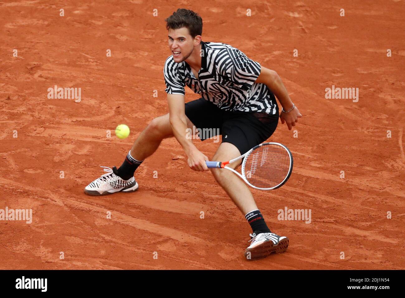 Austria's Dominic Thiem playing the 1/2 final round of the 2016 BNP ...