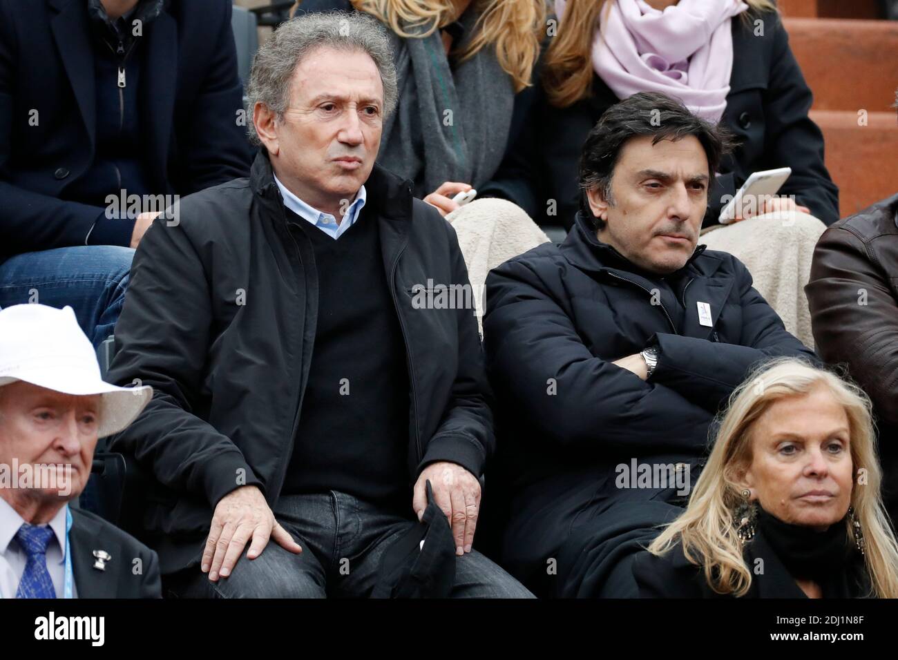 Michel Drucker and Yvan Attal attending the 1/2 final round of the 2016 ...