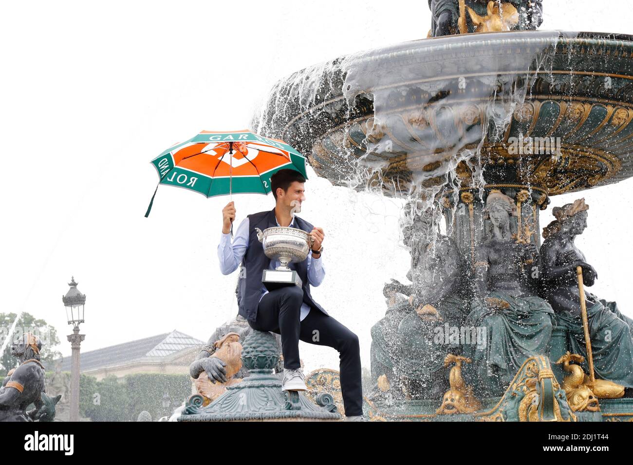 Serbia's Novak Djokovic during a photo-call with his Trophy of winner ...