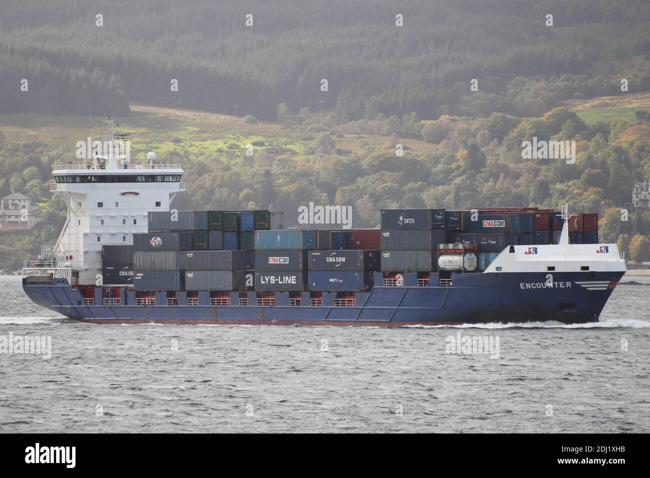 The Dutch-registered container ship MV Encounter, passing Gourock on ...