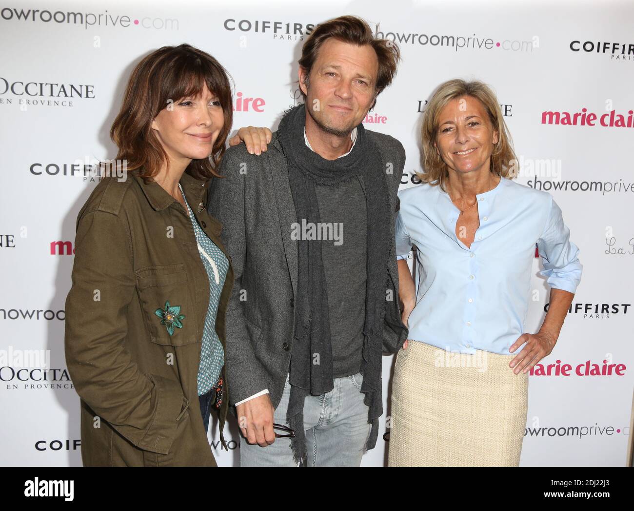 Tina Kieffer, Laurent Delahousse et Claire Chazal assiste a la conference de presse La Flamme ...