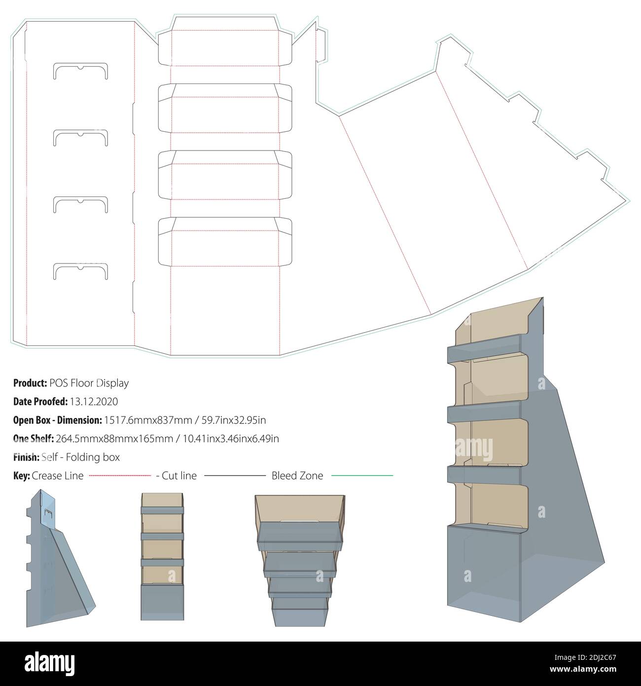 POS Floor Display packaging design template gluing die cut - vector ...