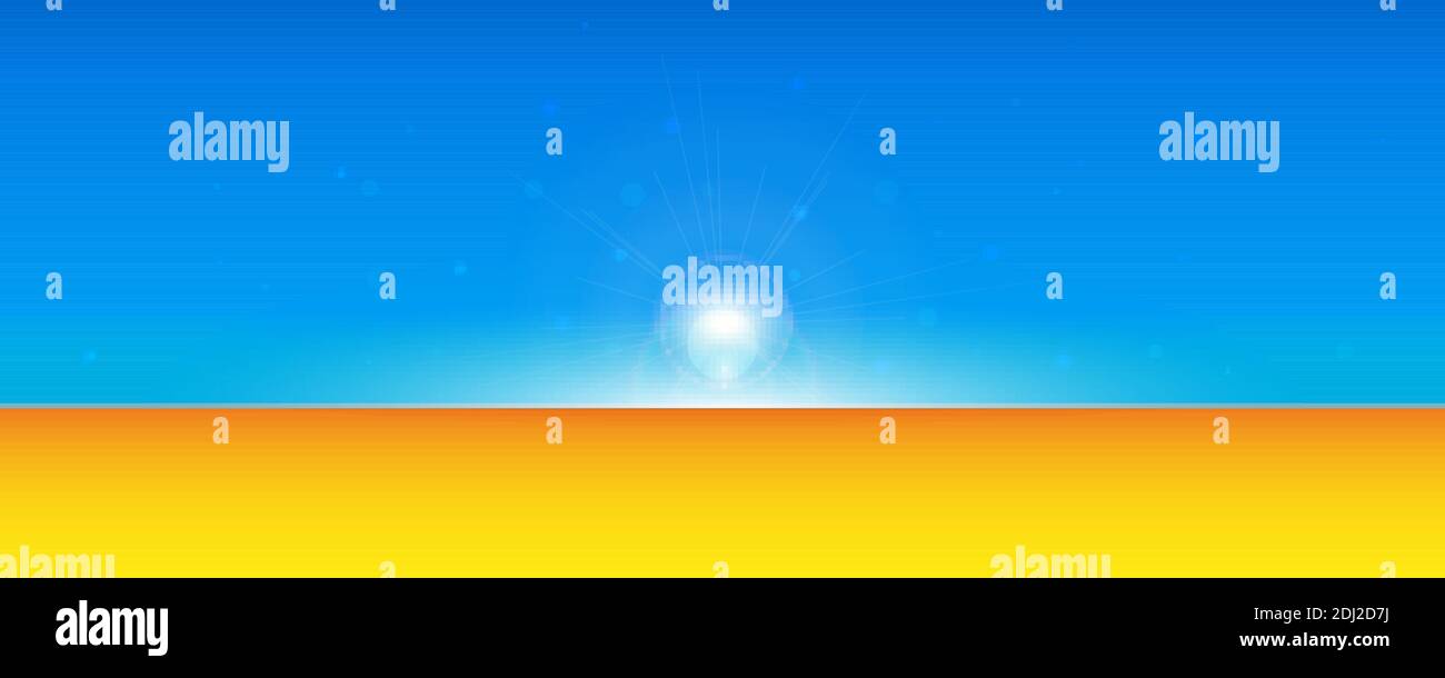 Abstract summer time background with divide line. Blue and yellow color ...