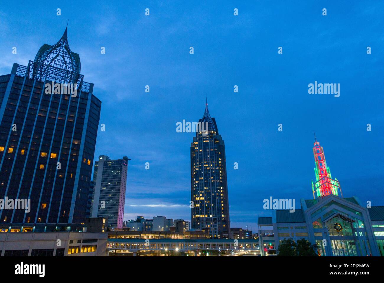 Downtown Mobile, Alabama waterfront skyline at sunset Stock Photo - Alamy