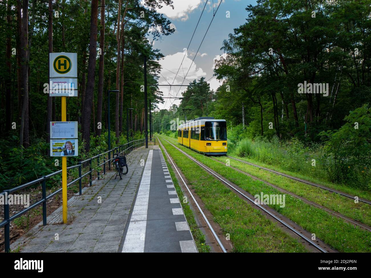 Berlin Tram Stop In The Forest Stock Photo - Alamy