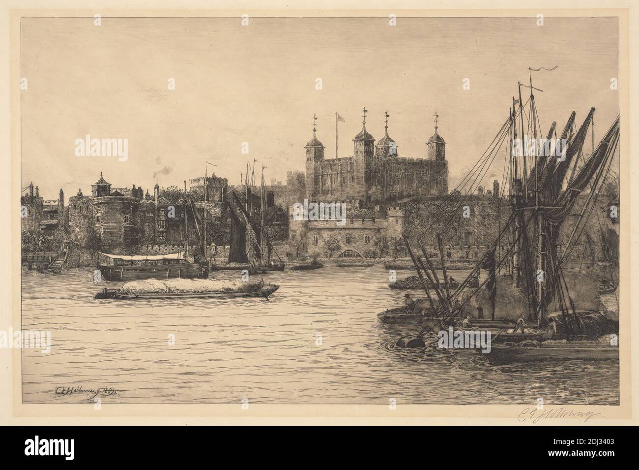 The Tower of London, Charles E. Holloway, 1838–1897, 1884, Etching ...