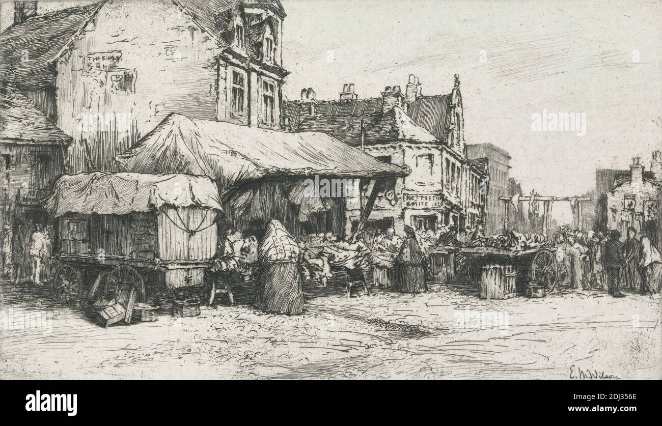 The Market, Ossett, Edgar M. Wilson, 1861–1918, undated, Etching on ...