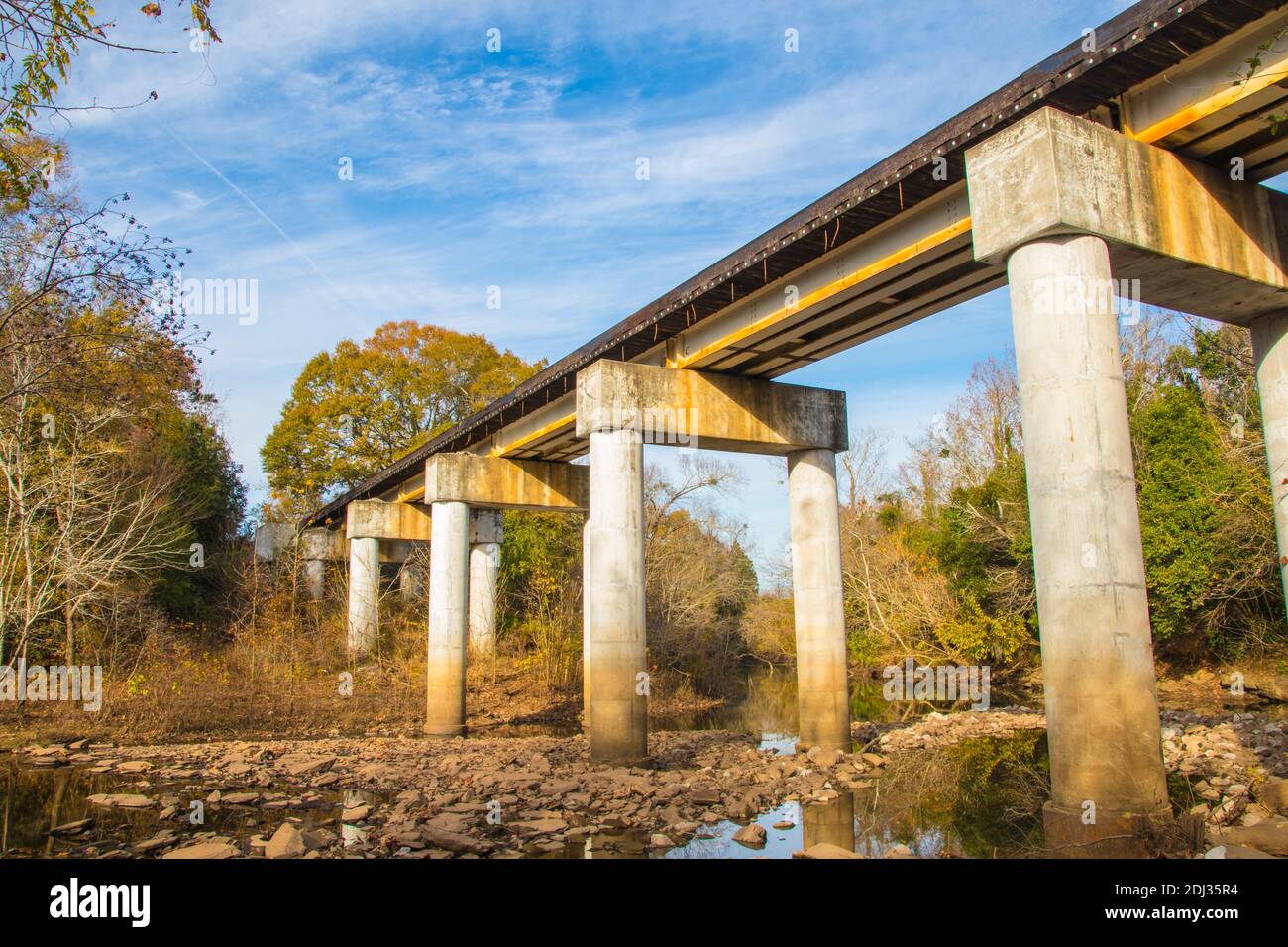 Augusta, Ga USA - 12 12 20: Augusta Canal Trail a train bridge over a ...