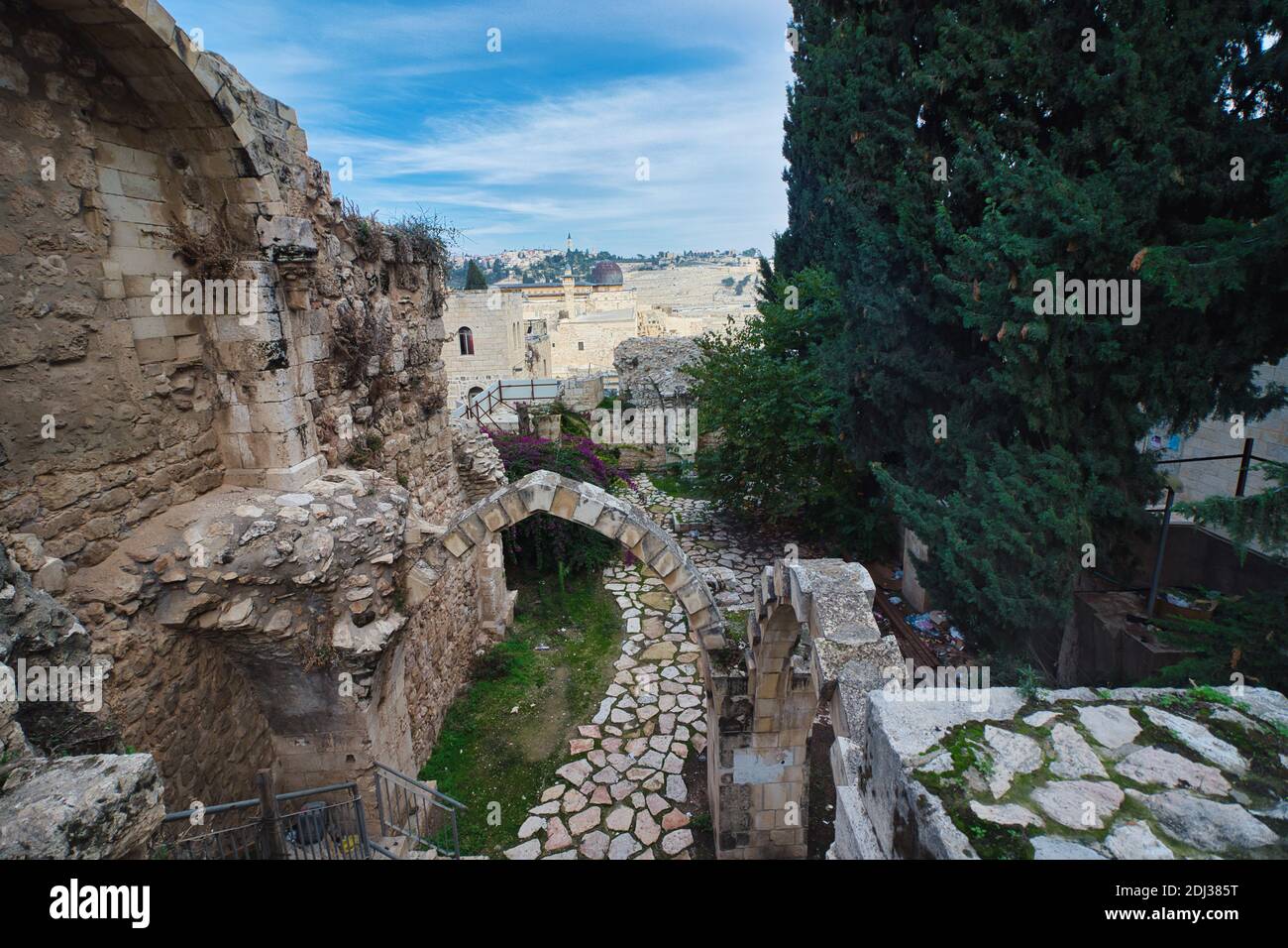 jerusalem, israel. 04-12-2020. Remains of ancient buildings in the ...