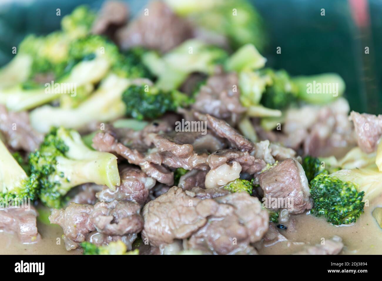 Chinese food, fried beef and broccoli and soup Stock Photo - Alamy
