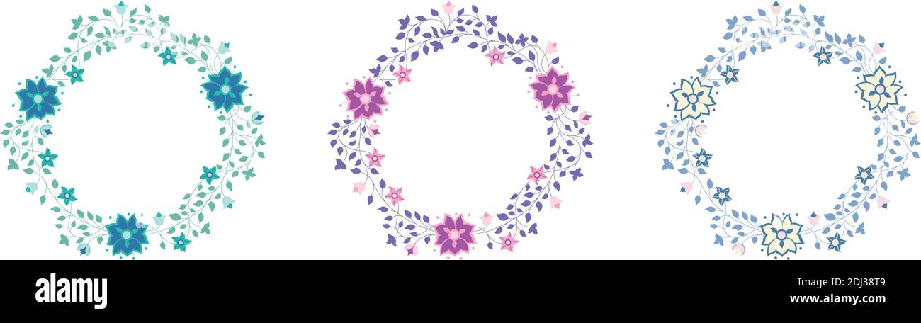 set round frame of flowers on white background Stock Vector Image & Art ...