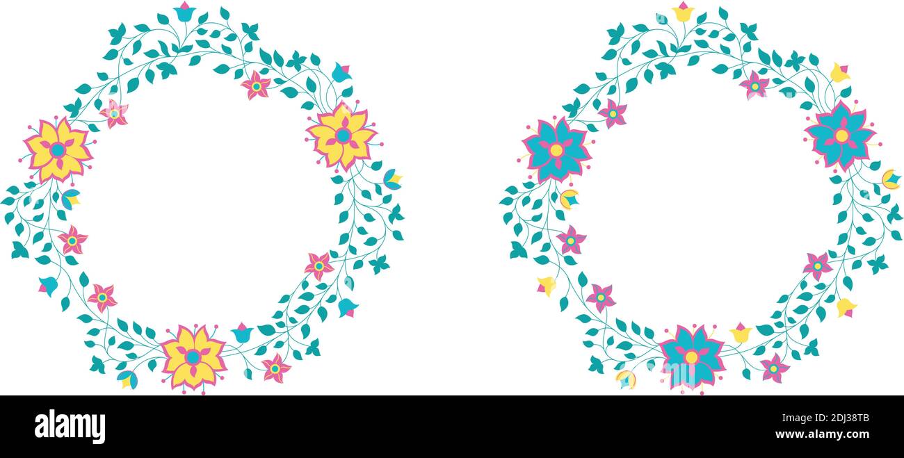 set round frame of flowers on white background Stock Vector Image & Art ...