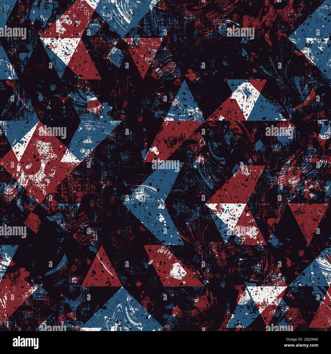 Seamless geo pattern in red blue black white Stock Photo - Alamy