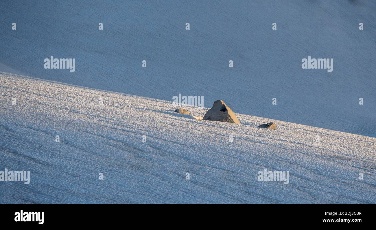 Rocks sticking out of the snow, Glacier du Tour, Glaciers, High Alpine ...