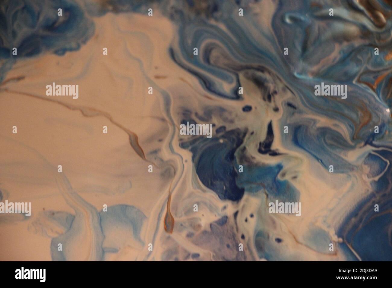 Fantastic structure of colorful shades in blue white and golden. inks ...