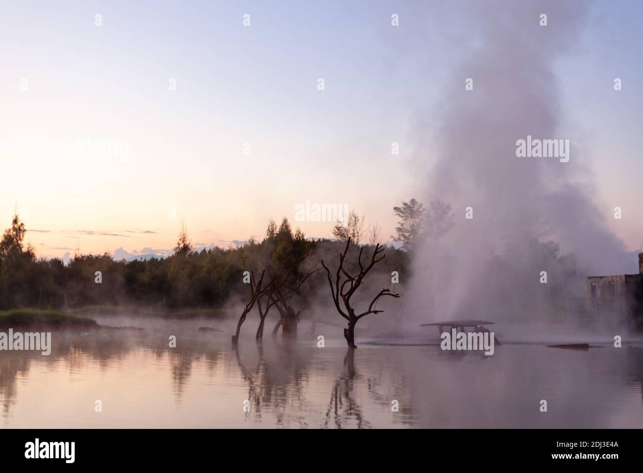 Thermal spring against the sunset sky Stock Photo - Alamy