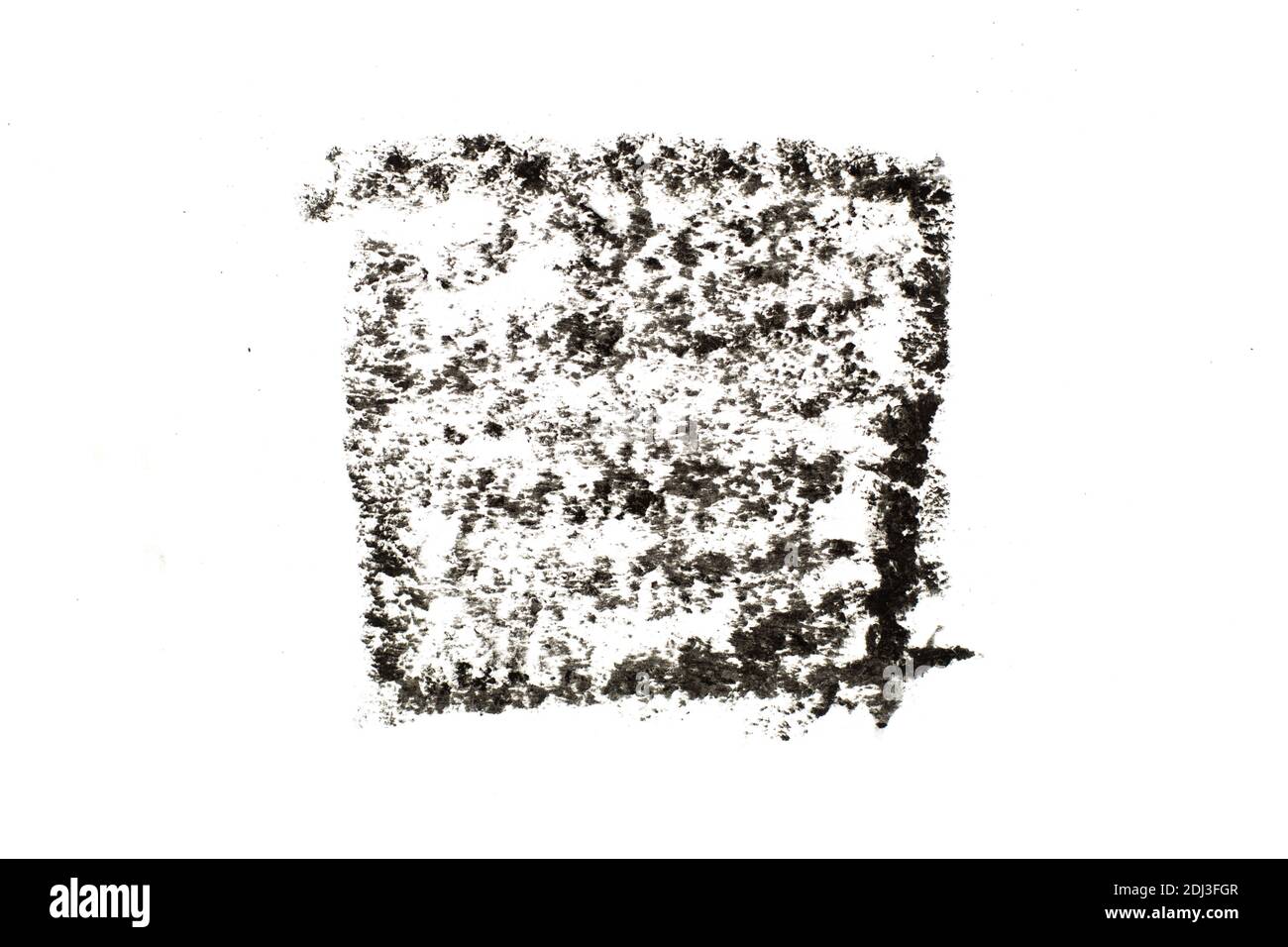Black color oil pastel drawing in square or rectangle shape on white ...