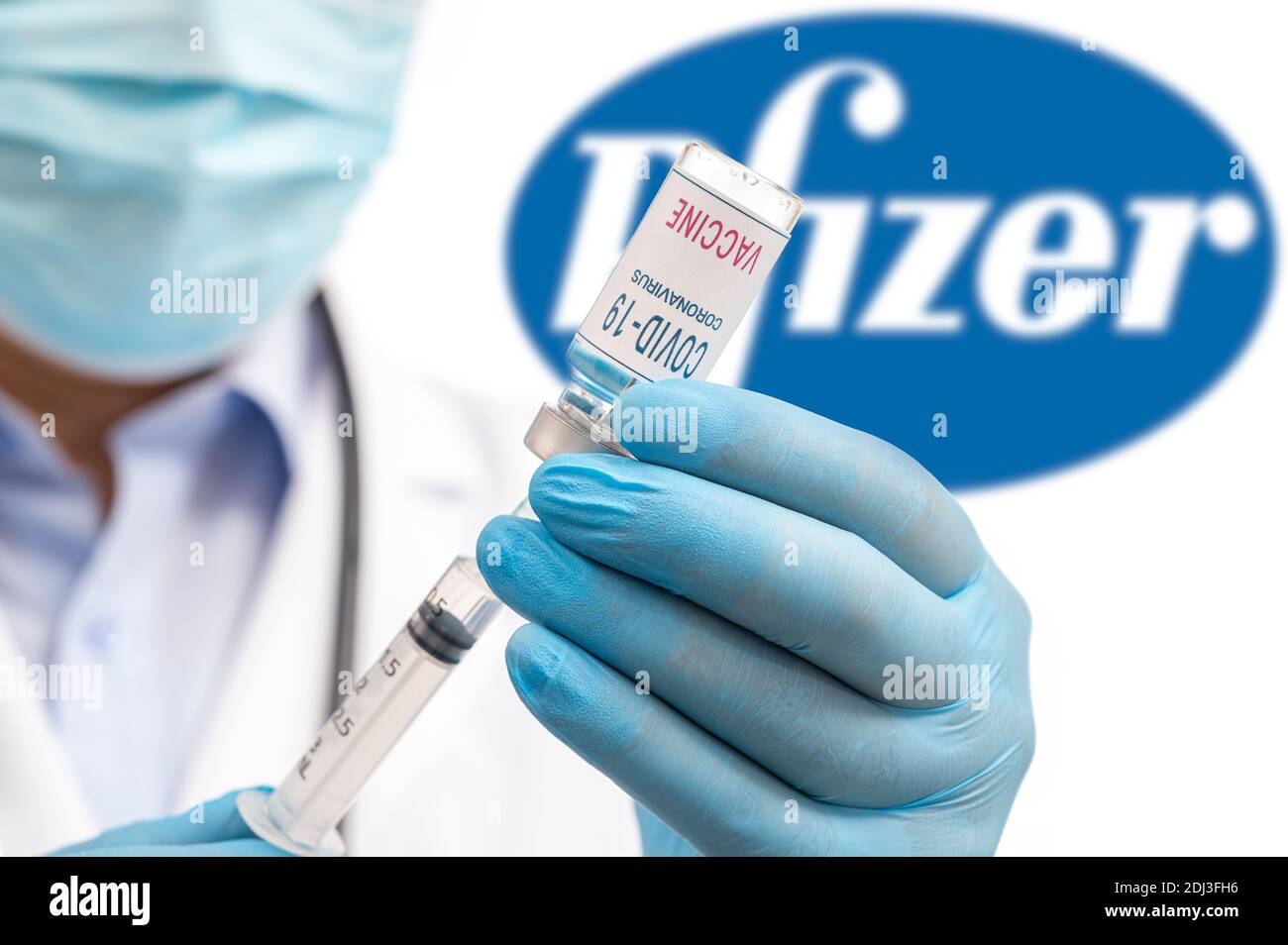 Seoul, South Korea-December 2020: COVID-19 Vaccine Concept. The hands ...