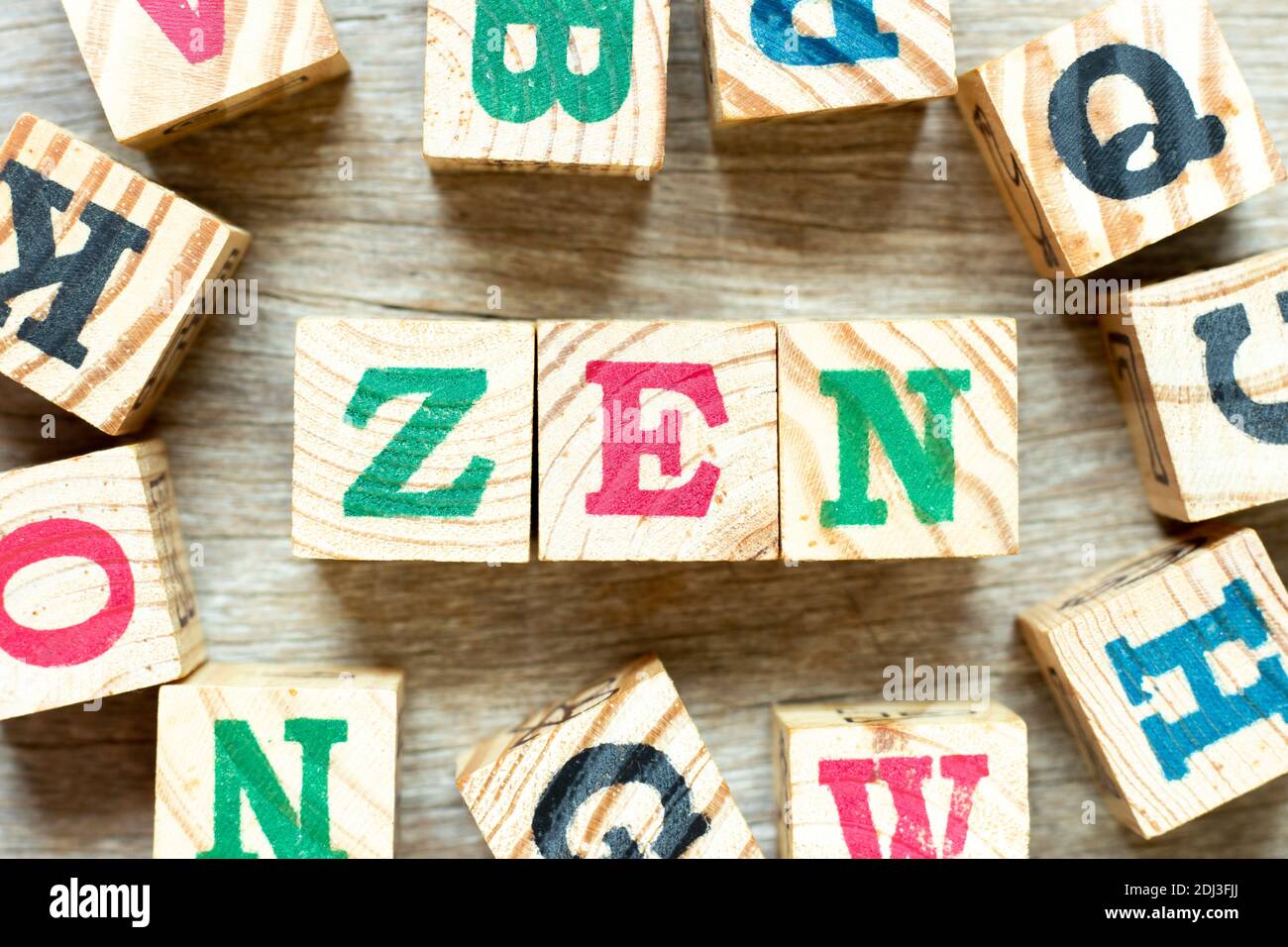 Alphabet letter block in word zen with another on wood background Stock ...