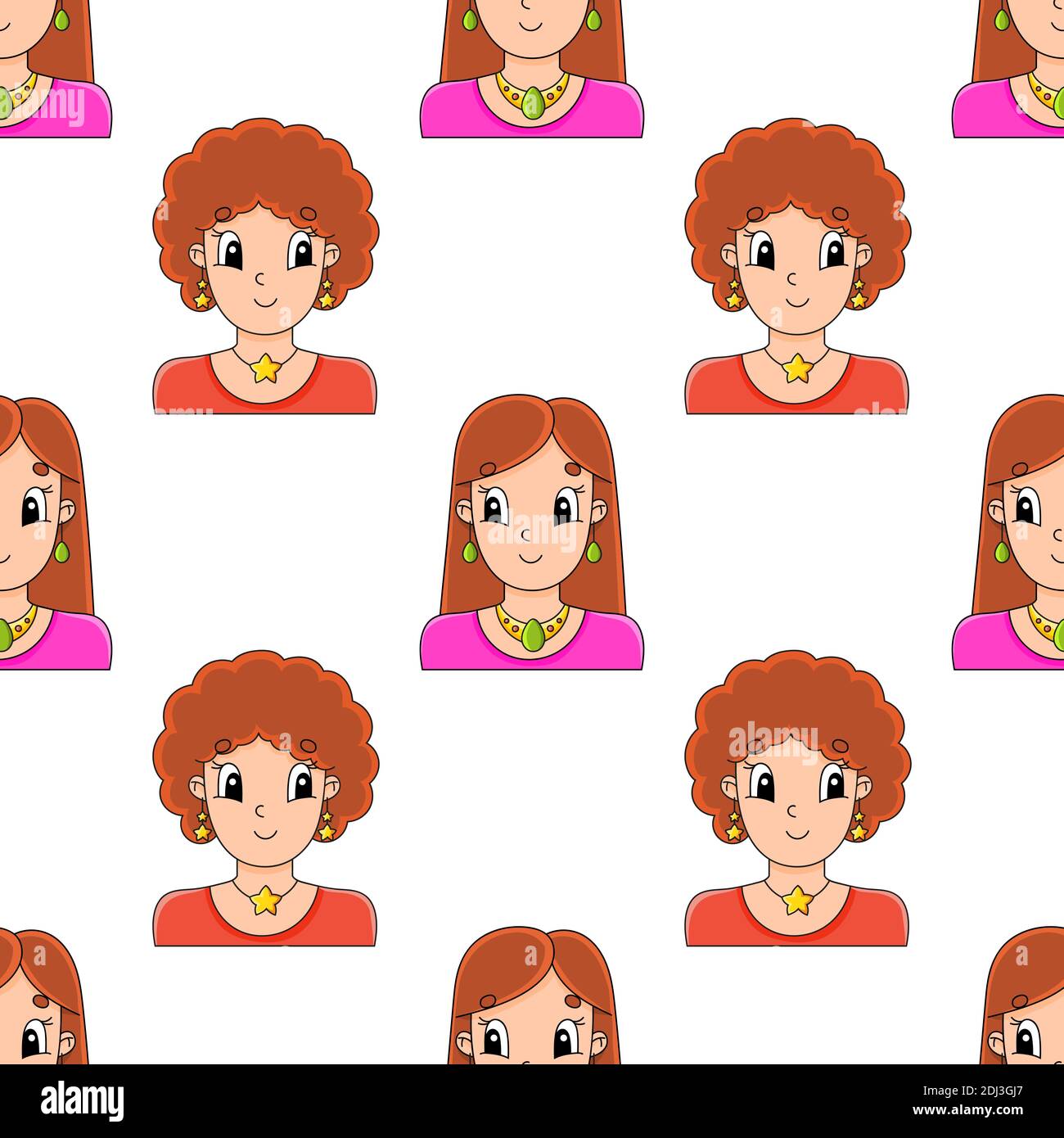 Color seamless pattern. Cartoon style. Hand drawn. Vector illustration ...