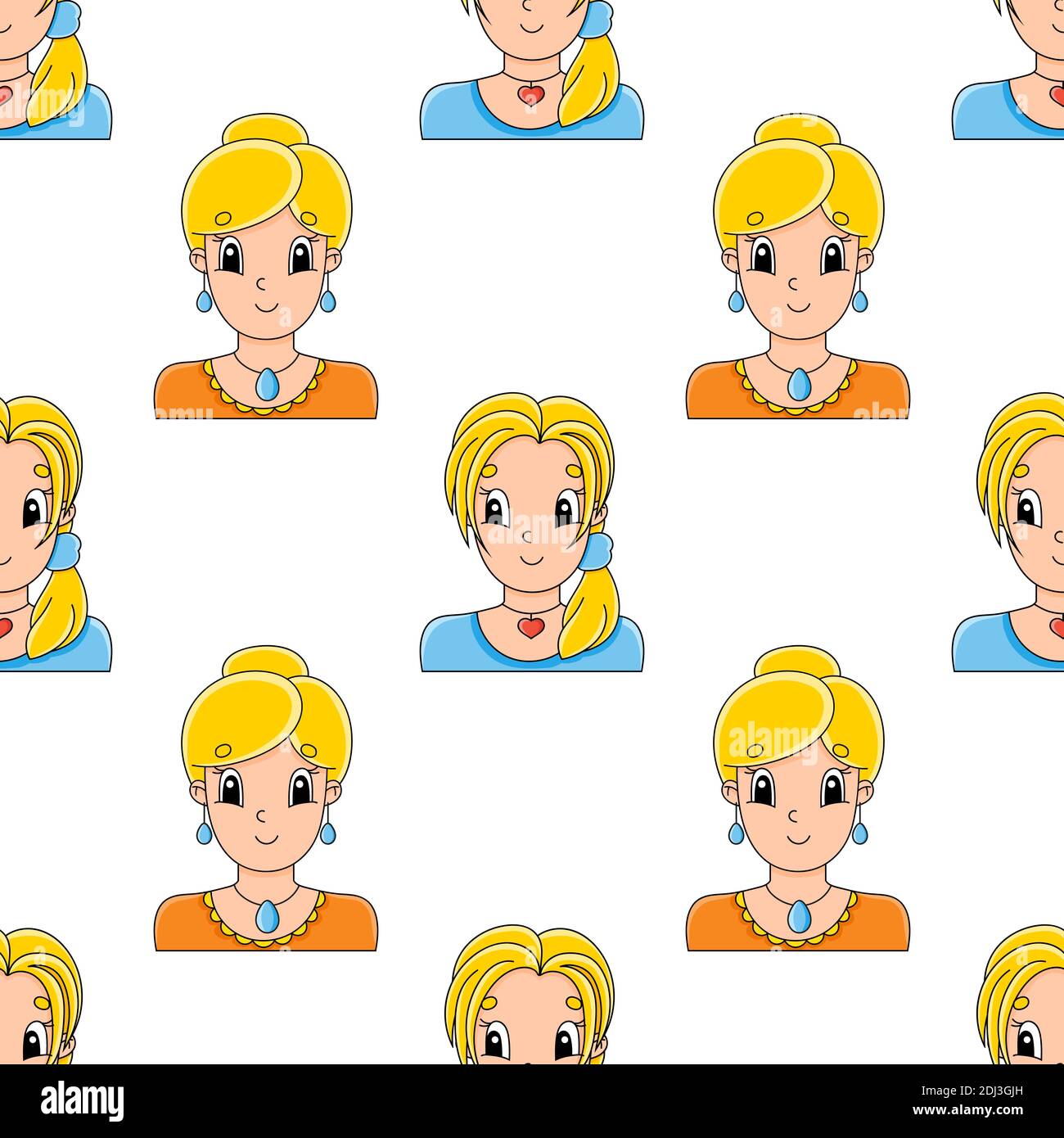 Color seamless pattern. Cartoon style. Hand drawn. Vector illustration ...