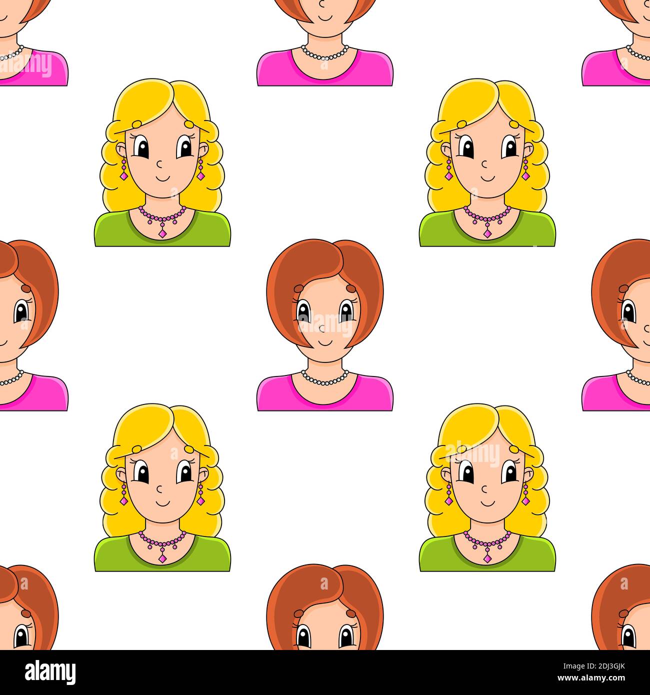 Color seamless pattern. Cartoon style. Hand drawn. Vector illustration ...