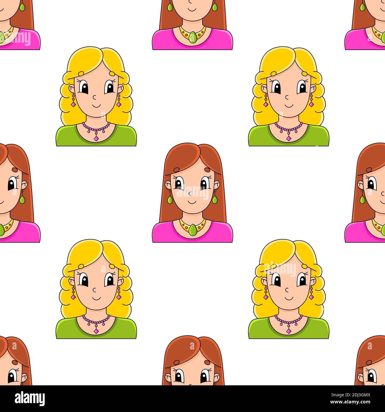 Color seamless pattern. Cartoon style. Hand drawn. Vector illustration ...