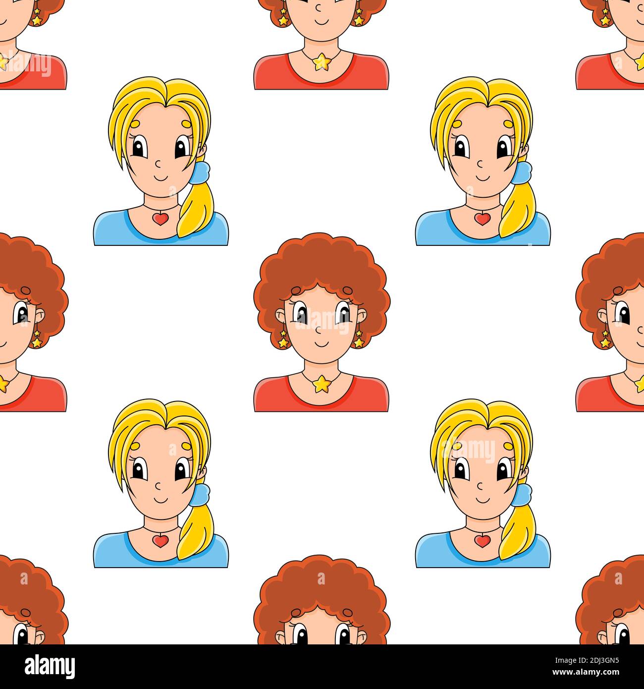 Color seamless pattern. Cartoon style. Hand drawn. Vector illustration ...