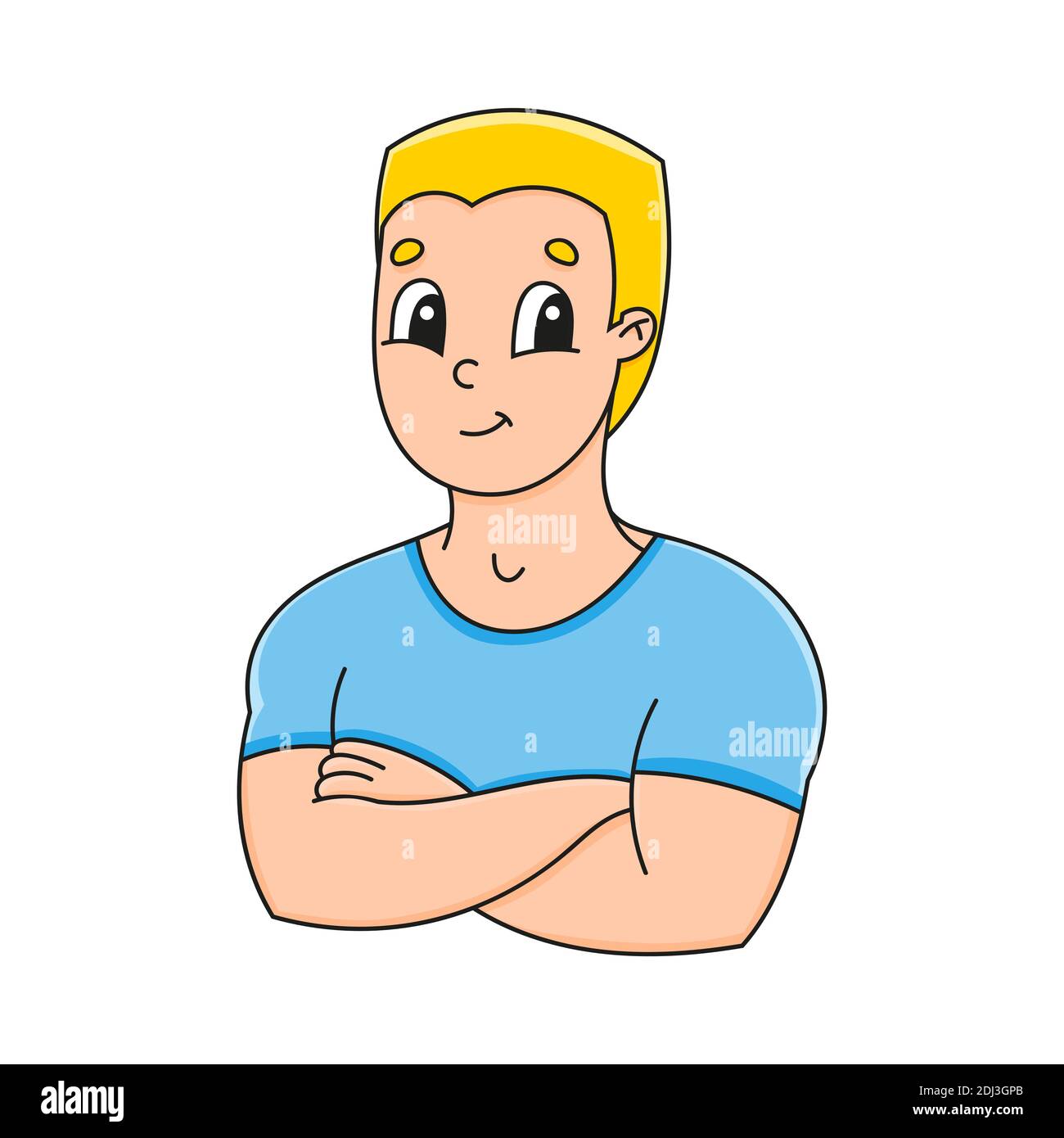 Cute character. Strong smiling young man. Colorful vector illustration ...