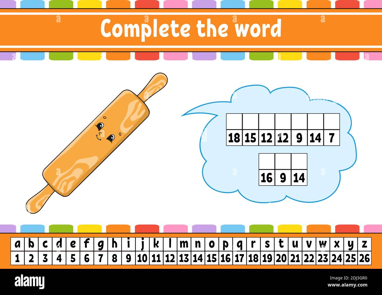 Complete the words. Cipher code. Learning vocabulary and numbers ...