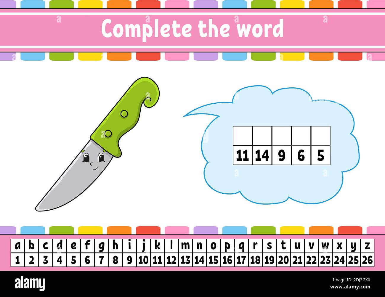 Complete the words. Cipher code. Learning vocabulary and numbers ...