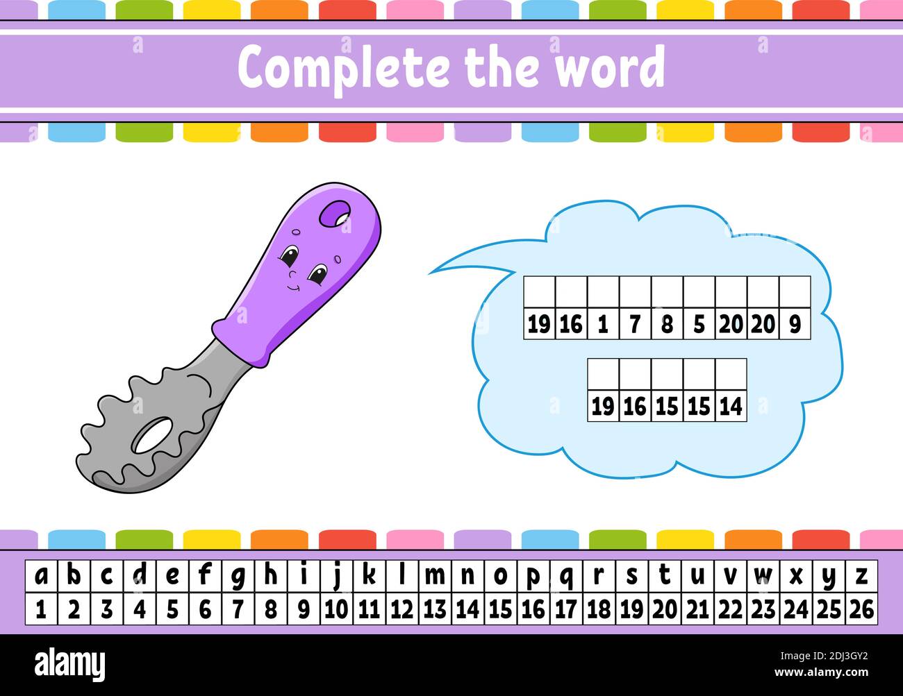 Complete the words. Cipher code. Learning vocabulary and numbers ...