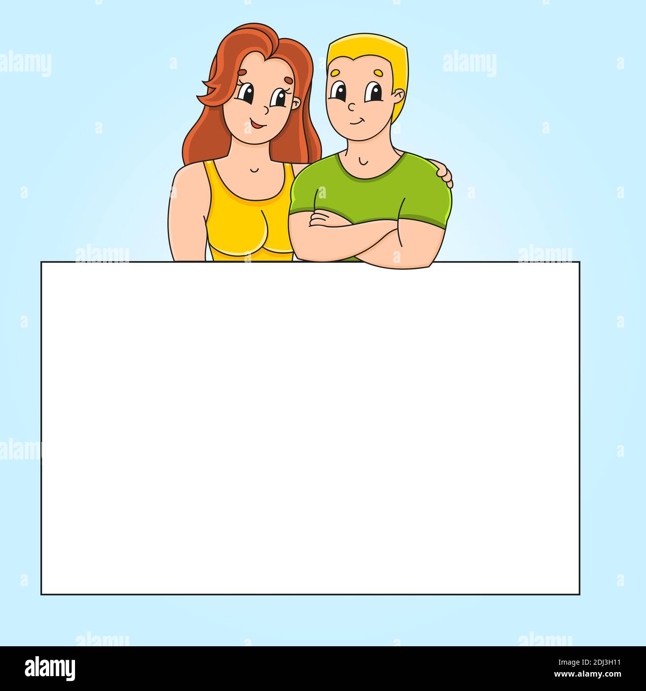Cute cartoon character with place for text. Hand drawn. Vector ...