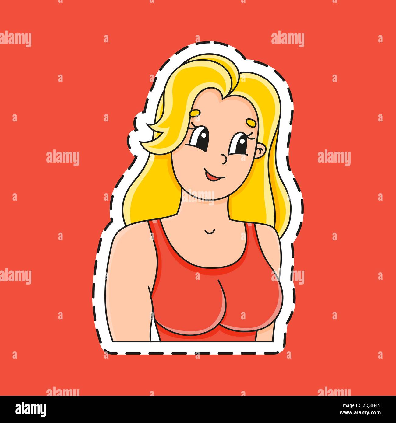 Sticker with contour. Cartoon character. Colorful vector illustration ...