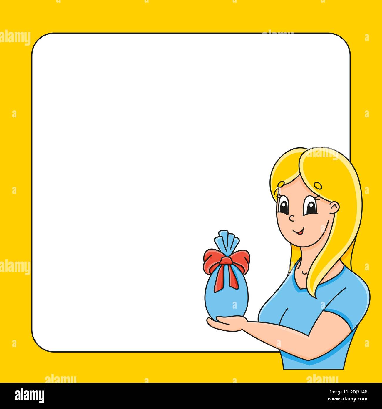 Cute cartoon character with place for text. Hand drawn. Vector ...